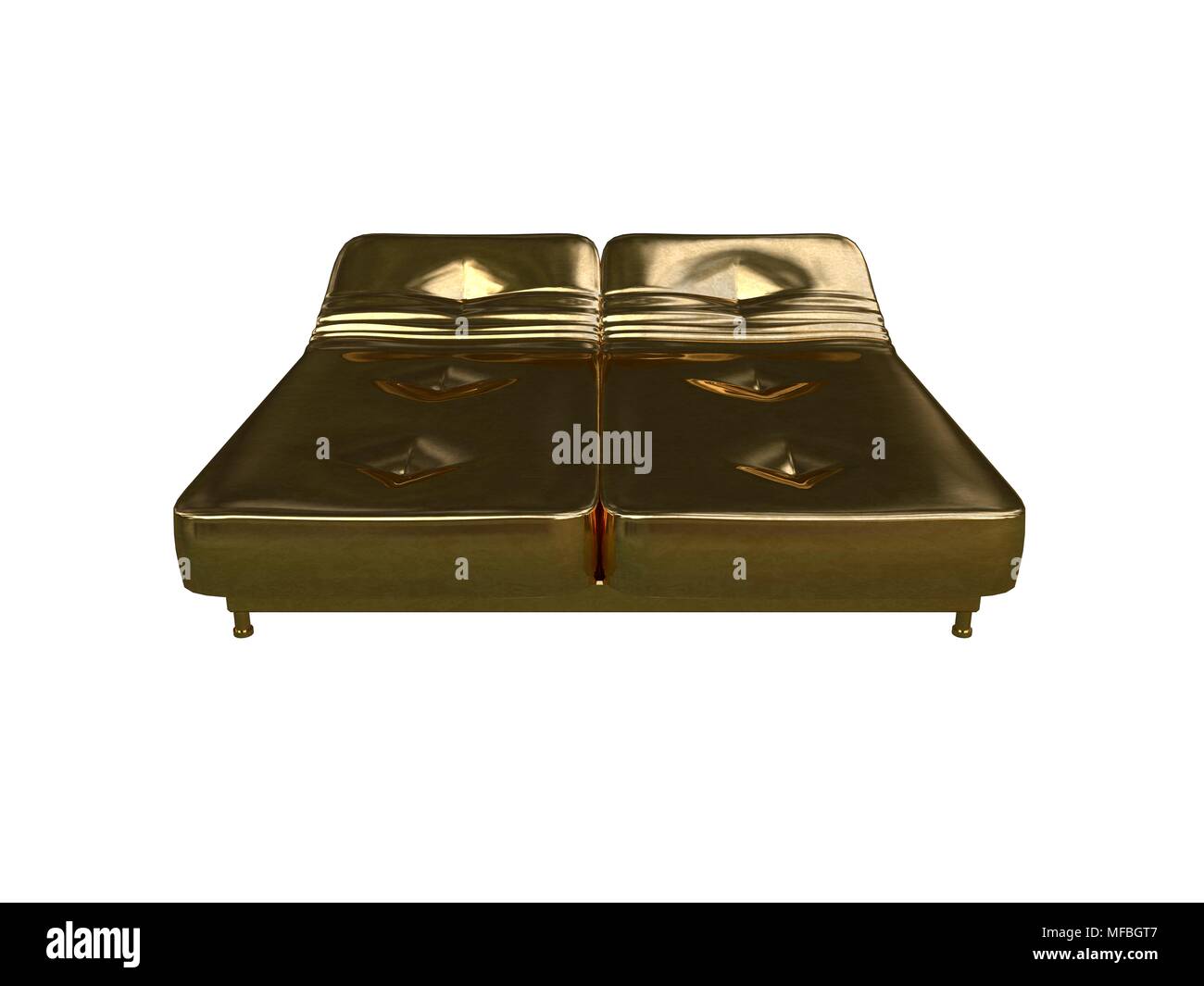 3d rendering of a golden bed isolated on a white background Stock Photo ...
