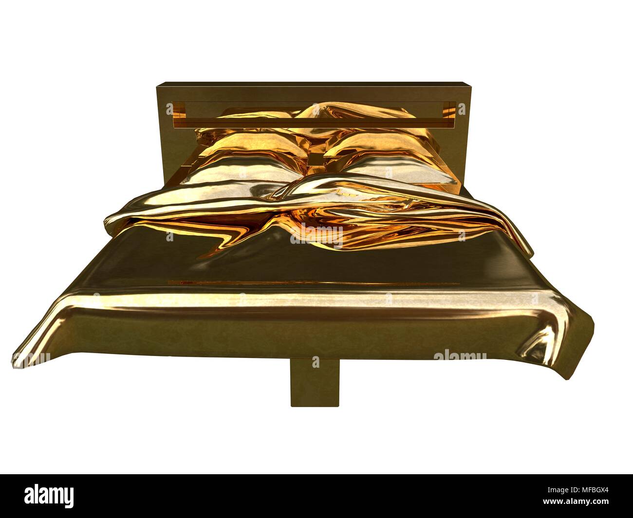 3d rendering of a golden bed isolated on a white background Stock Photo ...