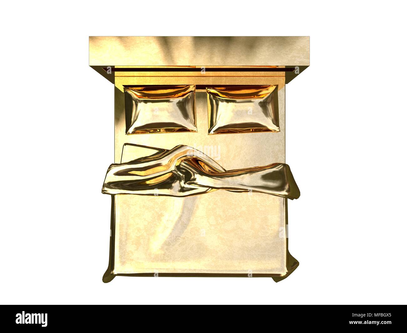 3d rendering of a golden bed isolated on a white background Stock Photo ...
