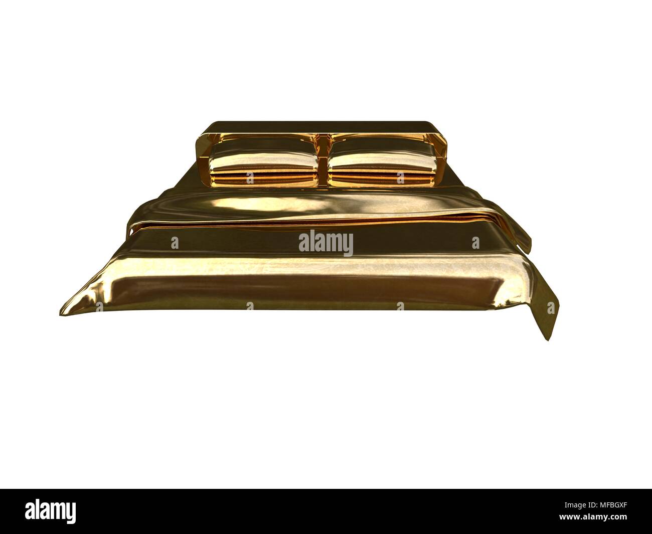 3d rendering of a golden bed isolated on a white background Stock Photo ...