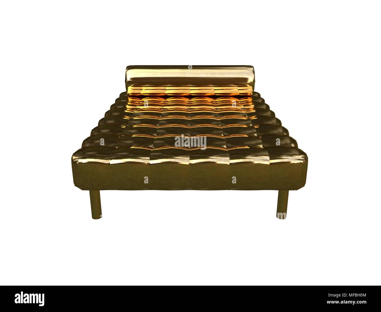 3d rendering of a golden bed isolated on a white background Stock Photo ...