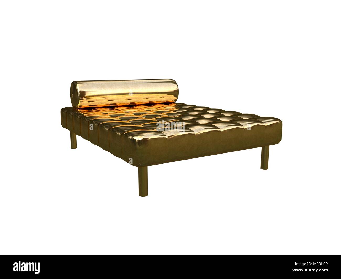 3d rendering of a golden bed isolated on a white background Stock Photo ...
