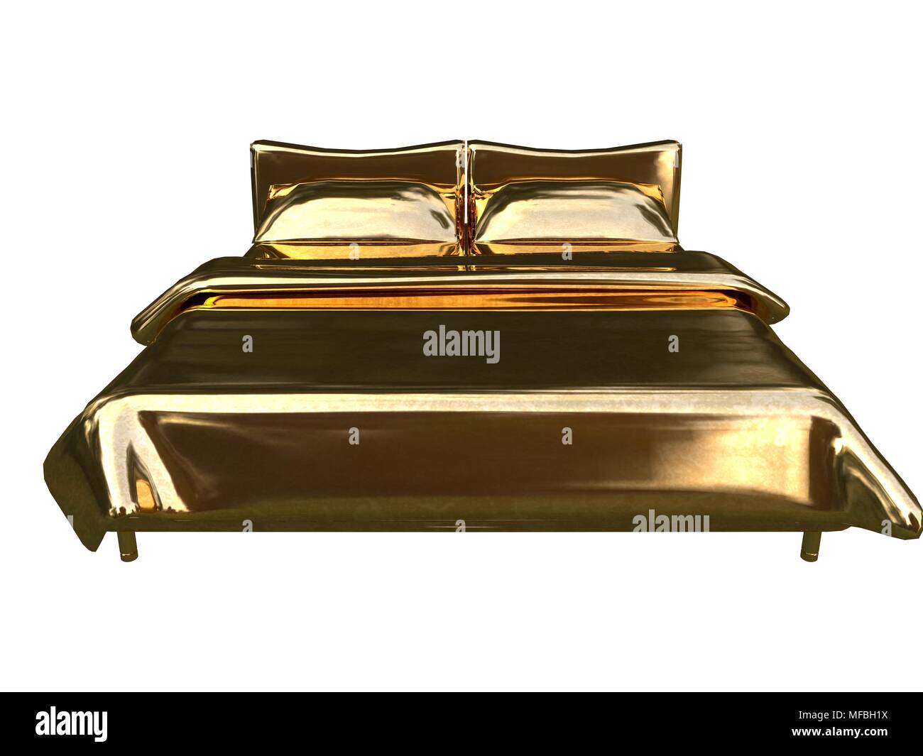 3d rendering of a golden bed isolated on a white background Stock Photo ...