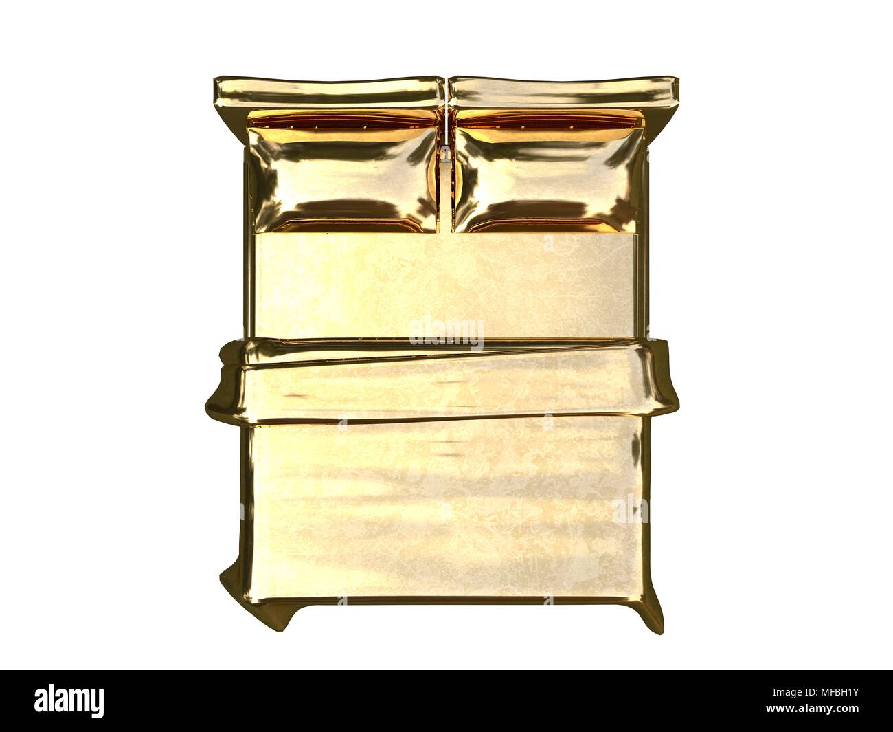 3d rendering of a golden bed isolated on a white background Stock Photo ...