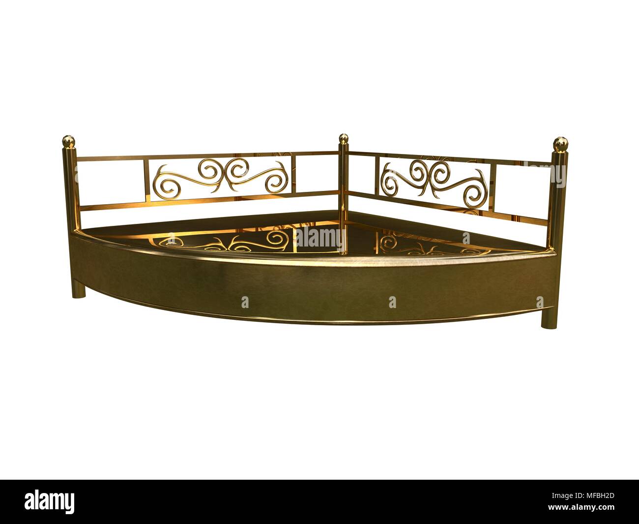 3d rendering of a golden bed isolated on a white background Stock Photo ...