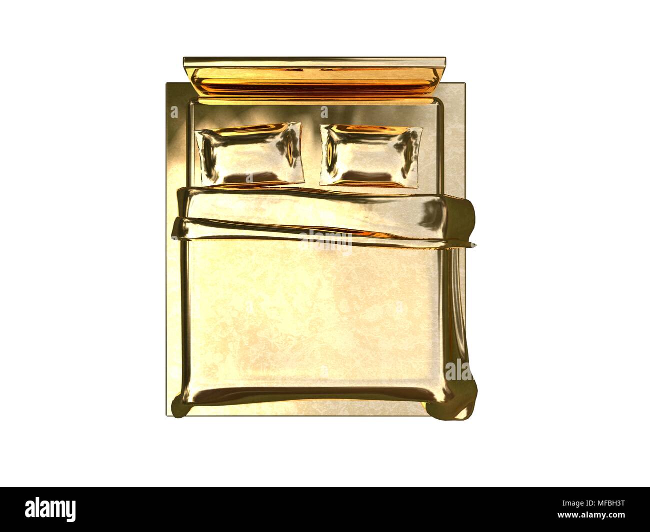 3d rendering of a golden bed isolated on a white background Stock Photo ...