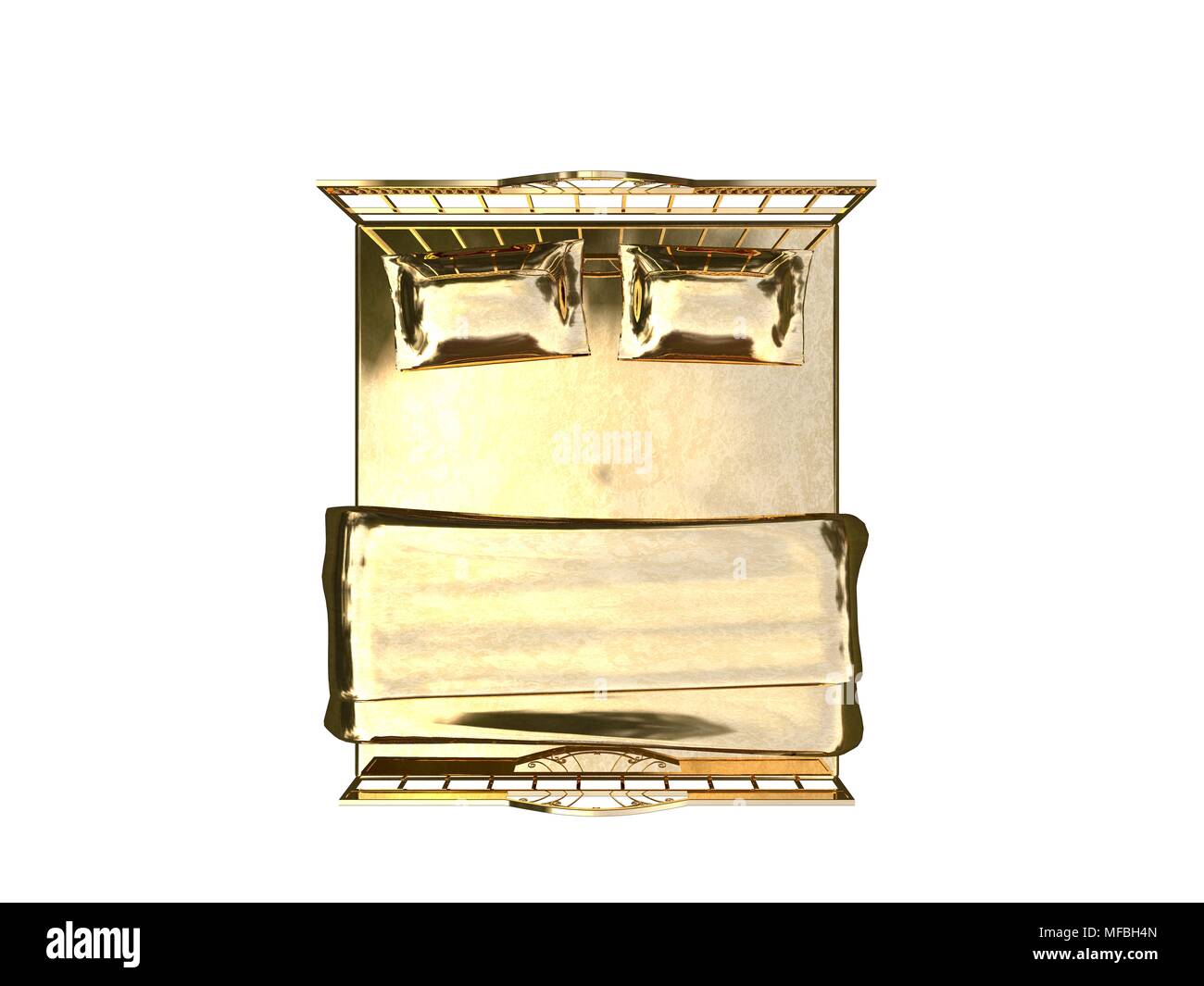 3d rendering of a golden bed isolated on a white background Stock Photo ...