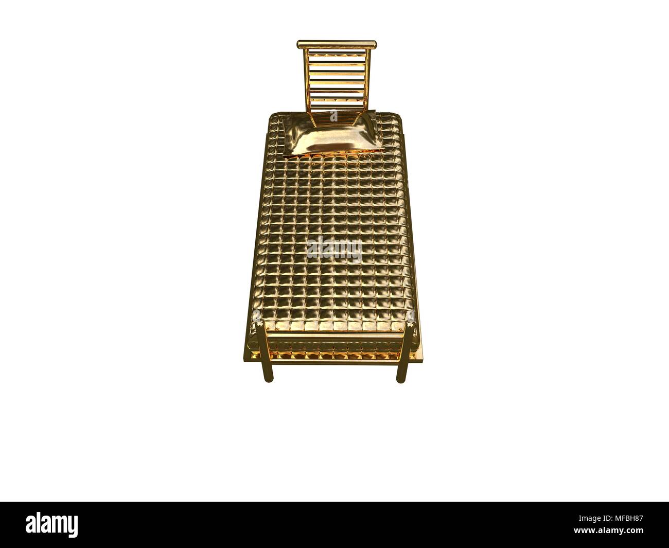3d rendering of a golden bed isolated on a white background Stock Photo ...