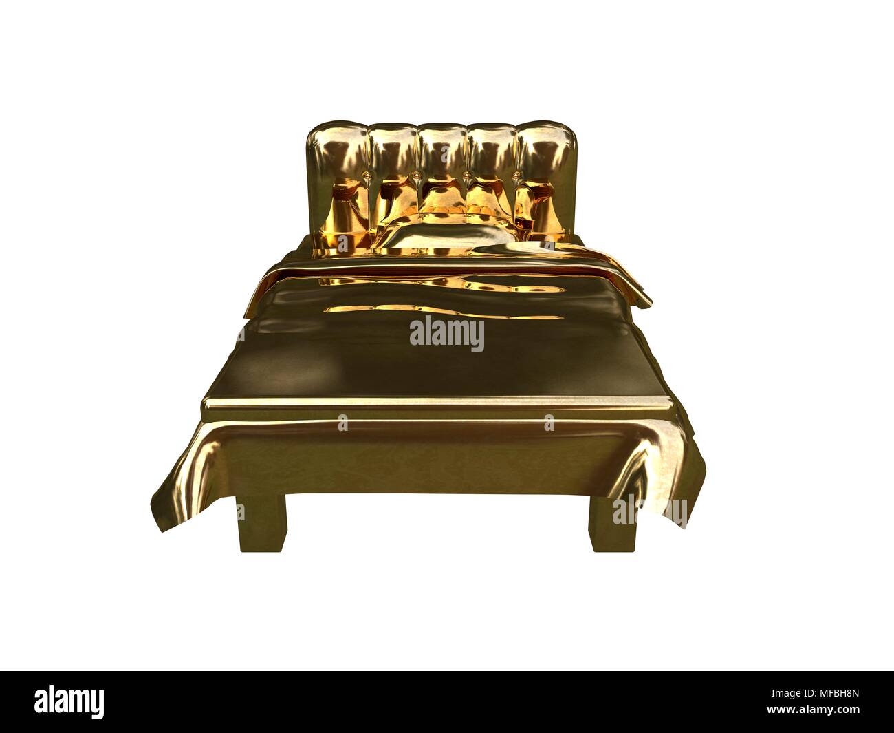 3d rendering of a golden bed isolated on a white background Stock Photo ...