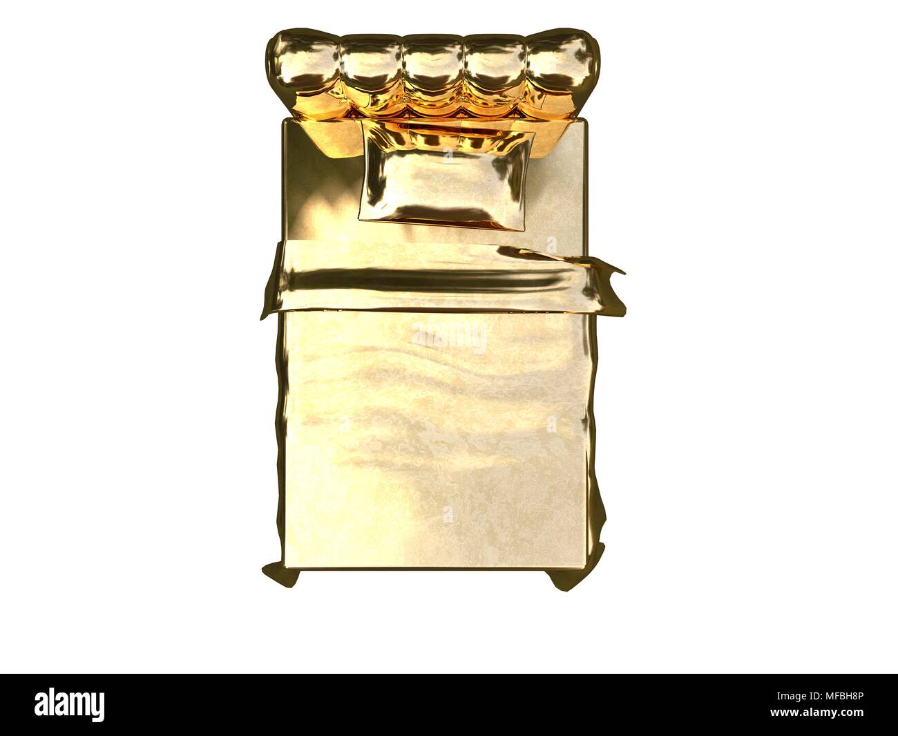 3d rendering of a golden bed isolated on a white background Stock Photo ...