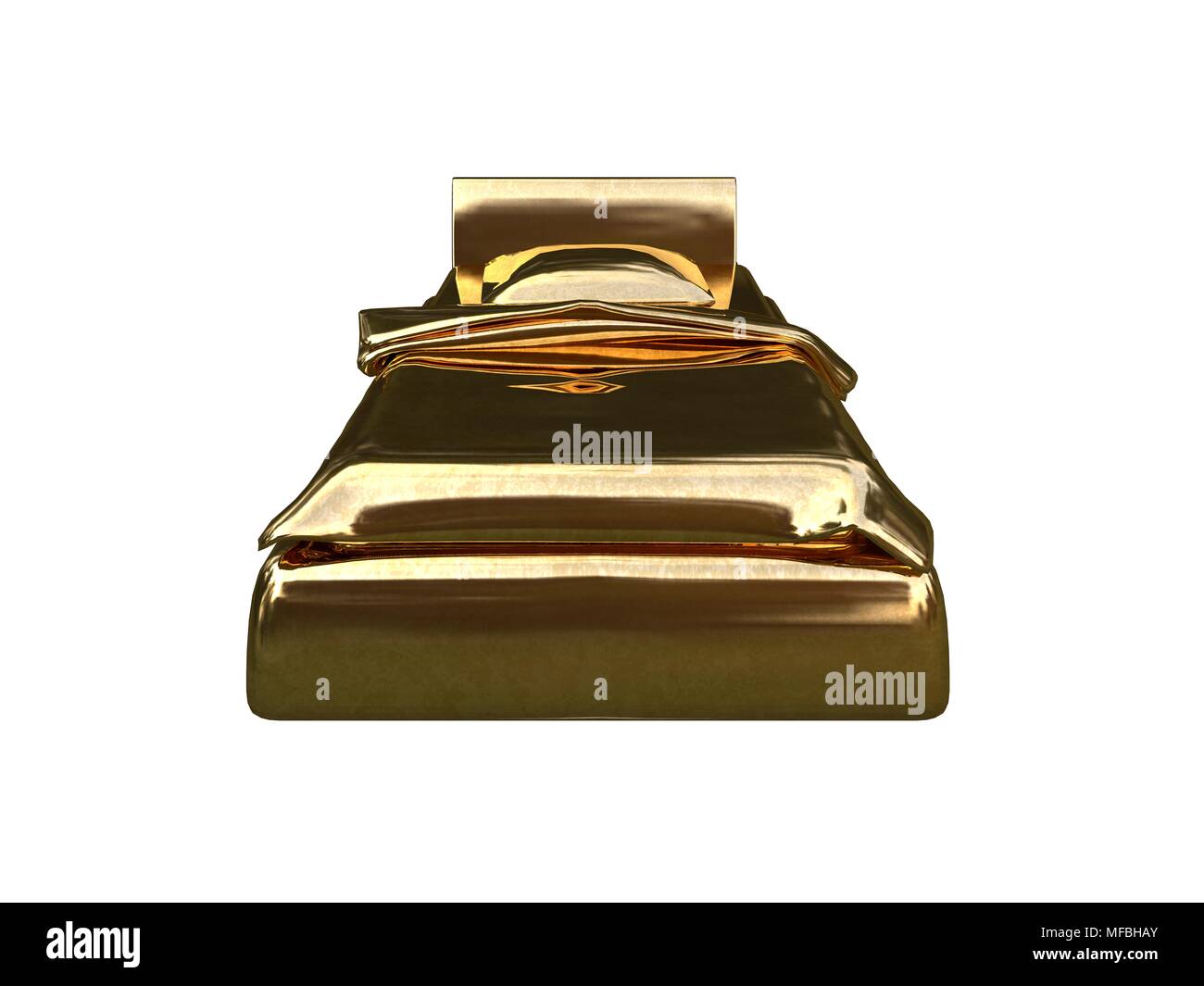 3d rendering of a golden bed isolated on a white background Stock Photo ...