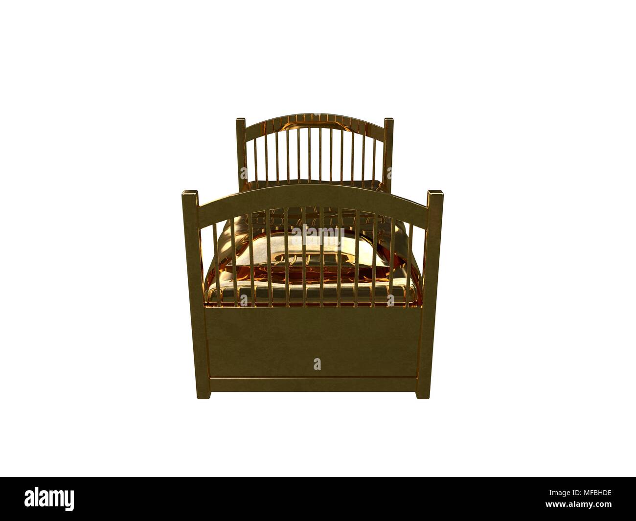 3d rendering of a golden bed isolated on a white background Stock Photo ...
