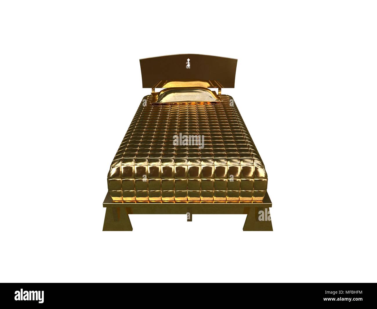 3d rendering of a golden bed isolated on a white background Stock Photo ...