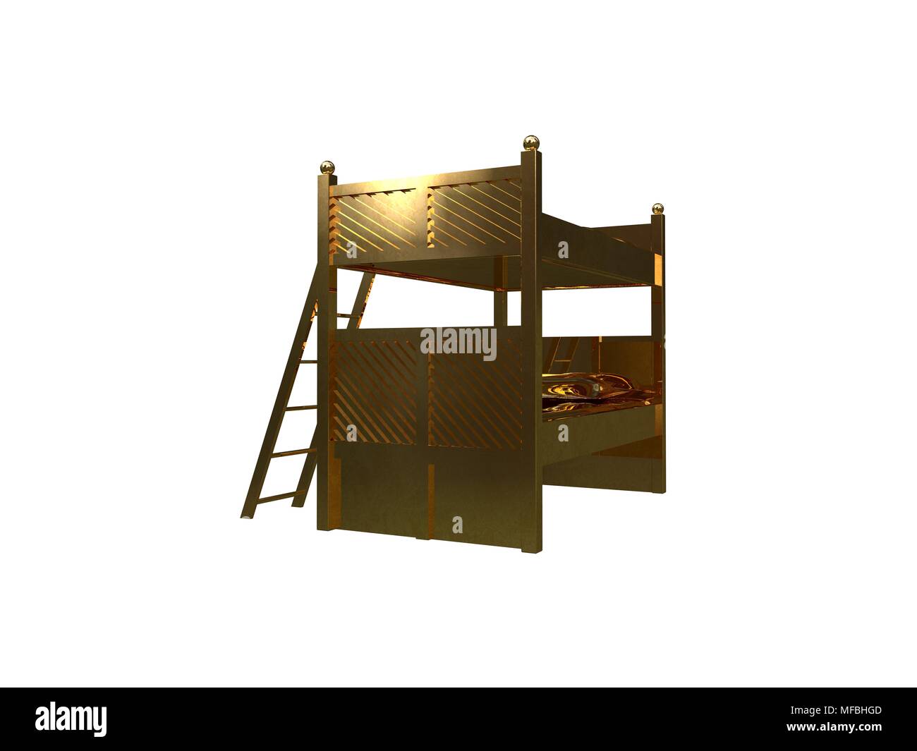 3d rendering of a golden bed isolated on a white background Stock Photo ...
