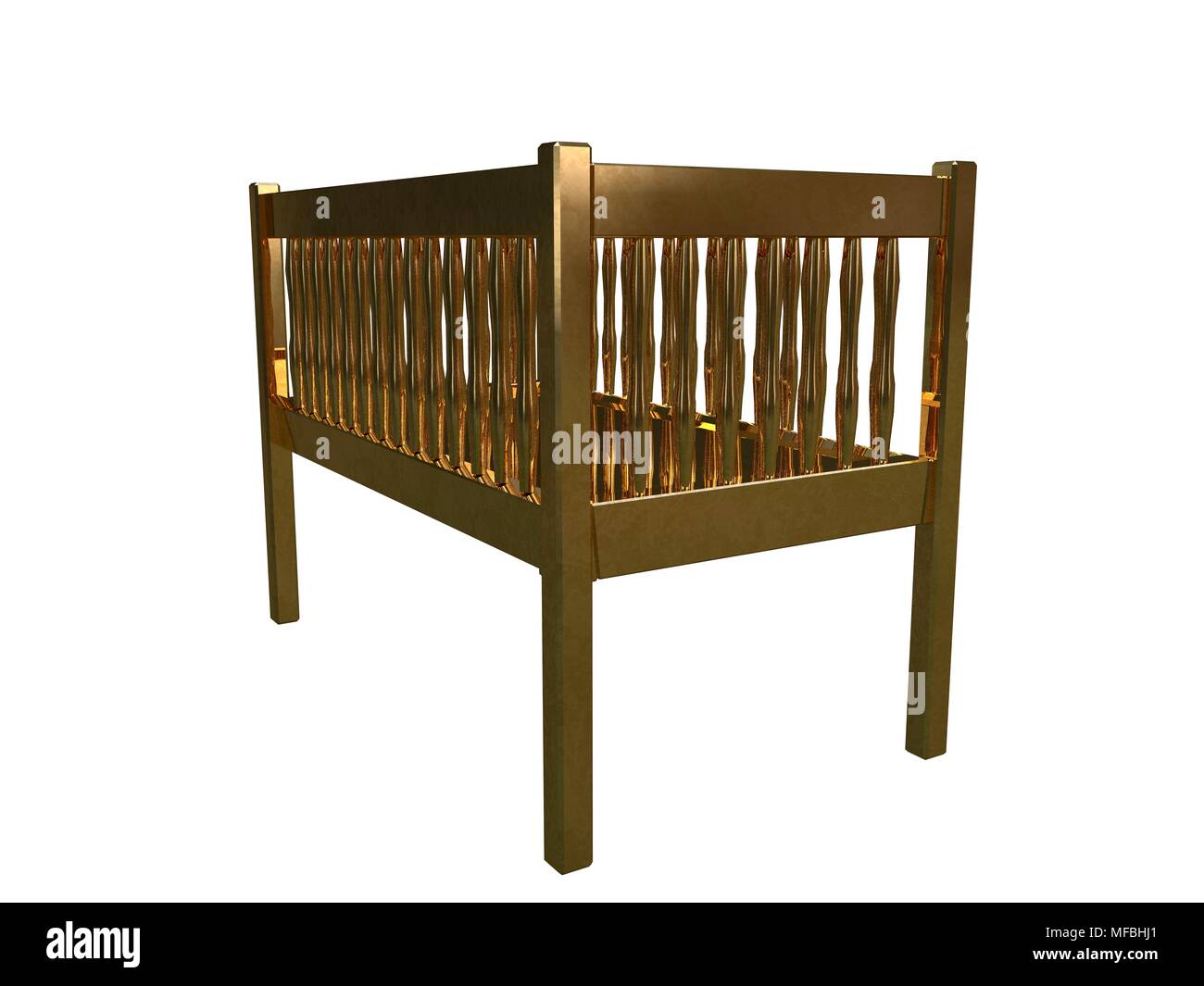3d rendering of a golden bed isolated on a white background Stock Photo ...