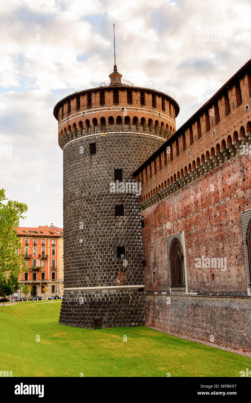 Sforza Castle (Castello Sforzesco), a castle in Milan, Italy. It was ...