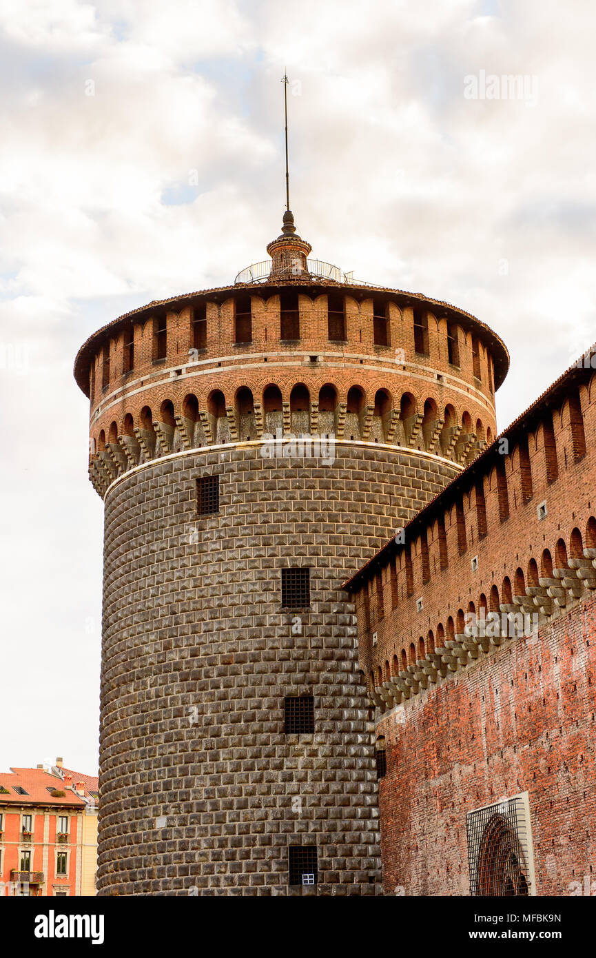 Sforza Castle (Castello Sforzesco), a castle in Milan, Italy. It was ...