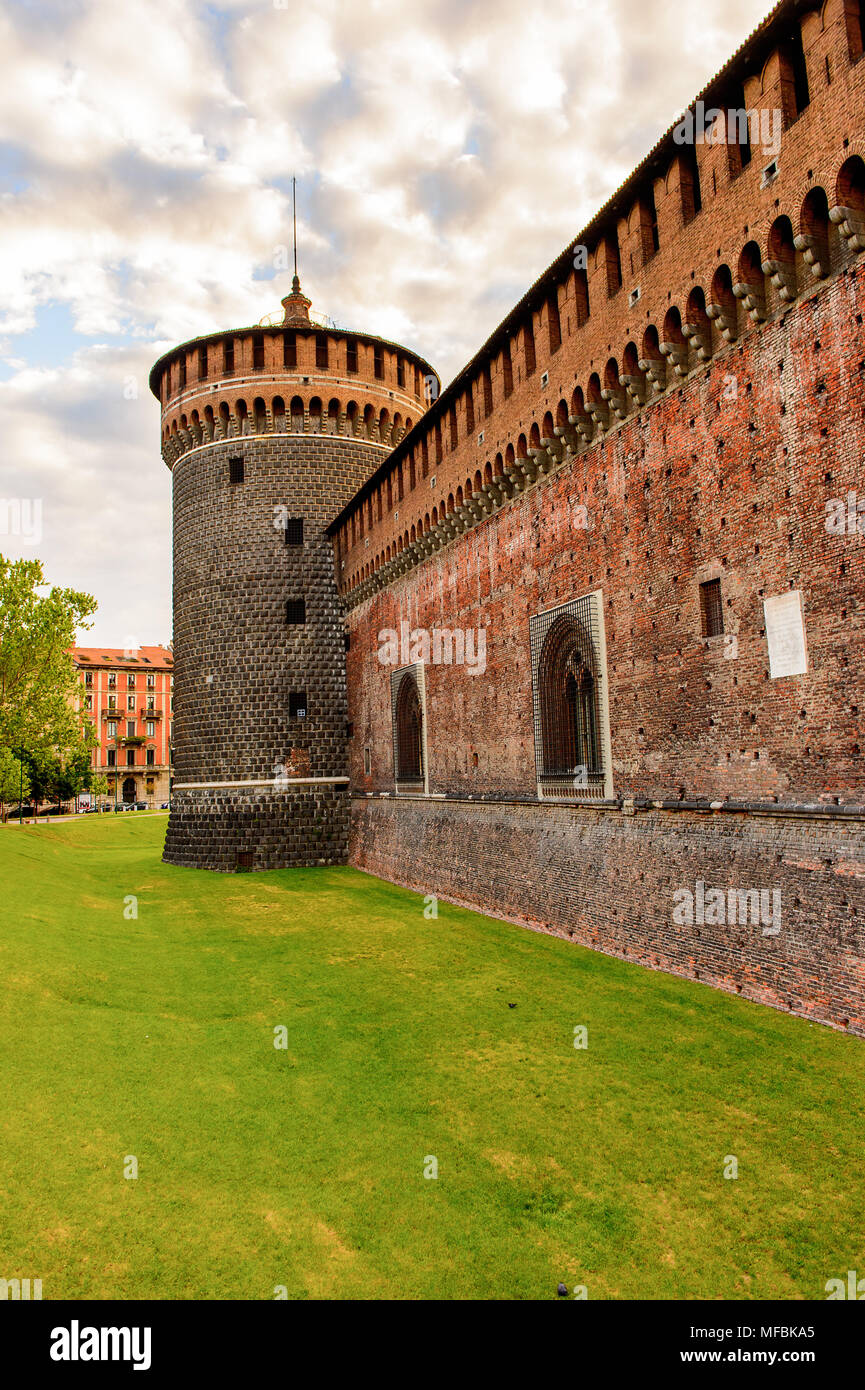 Sforza Castle (Castello Sforzesco), a castle in Milan, Italy. It was ...