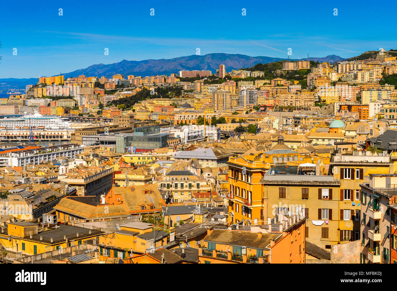 Architecture of the Old Port of Genoa, Italy Stock Photo - Alamy
