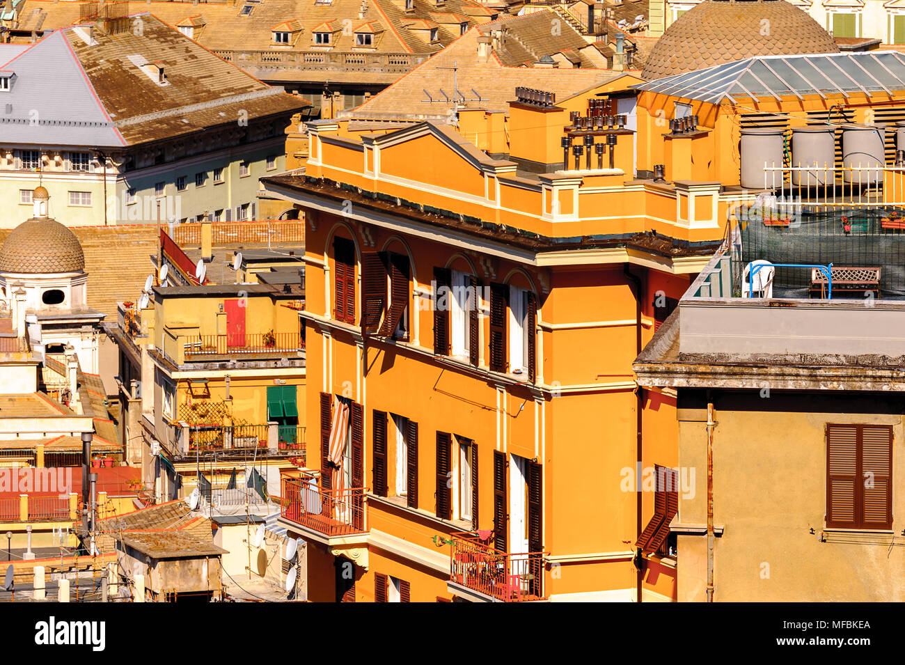 Architecture of the Old Port area of Genoa. Genoa is the capital of ...