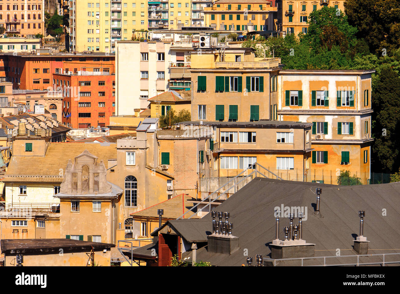 Architecture of the Old Port area of Genoa. Genoa is the capital of ...
