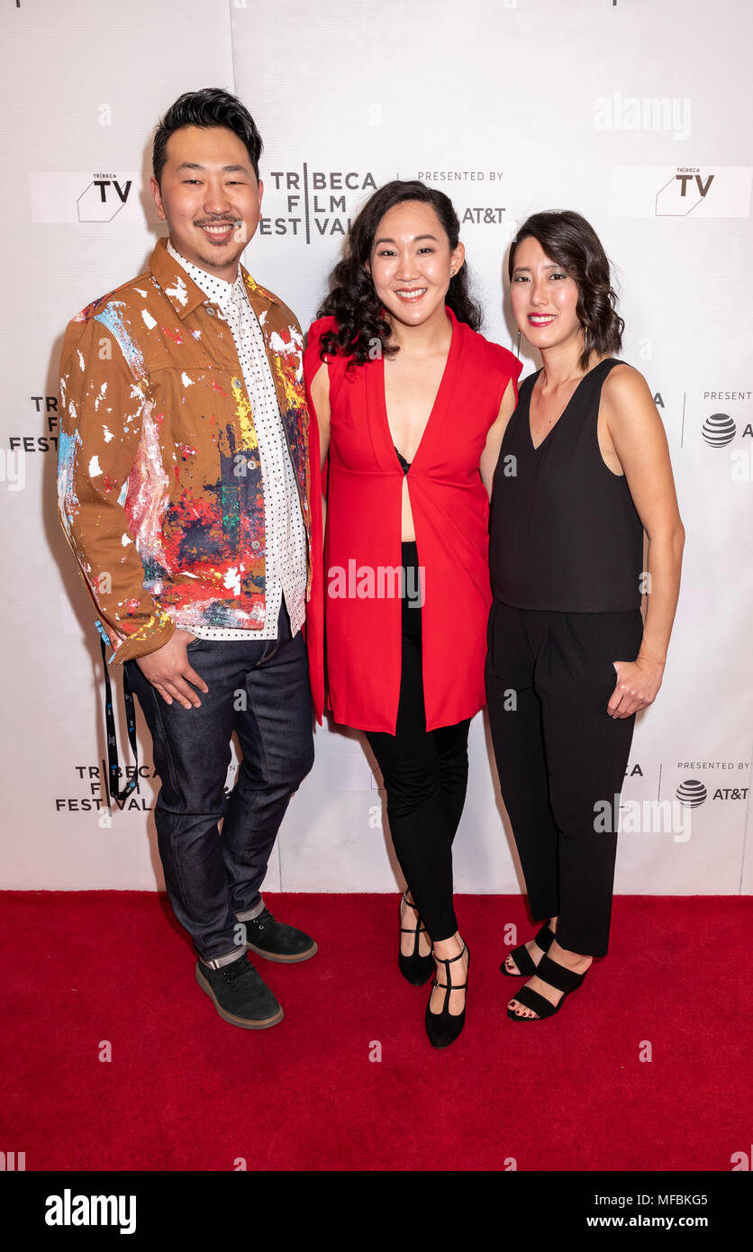 New York, NY, USA - April 23, 2018: Naomi Ko, Andrew Ahn and Carolyn ...