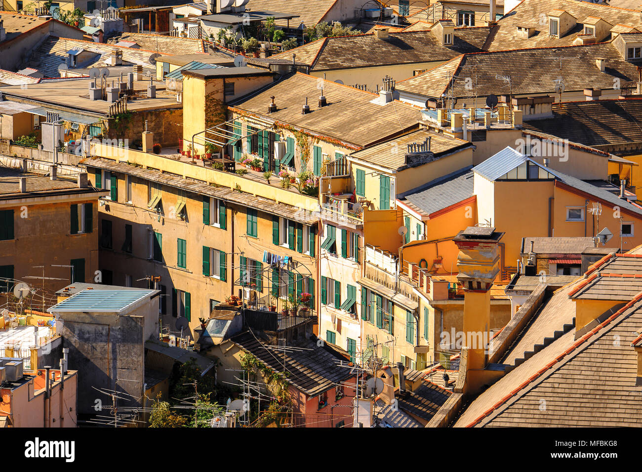 Architecture of the Old Port area of Genoa. Genoa is the capital of ...