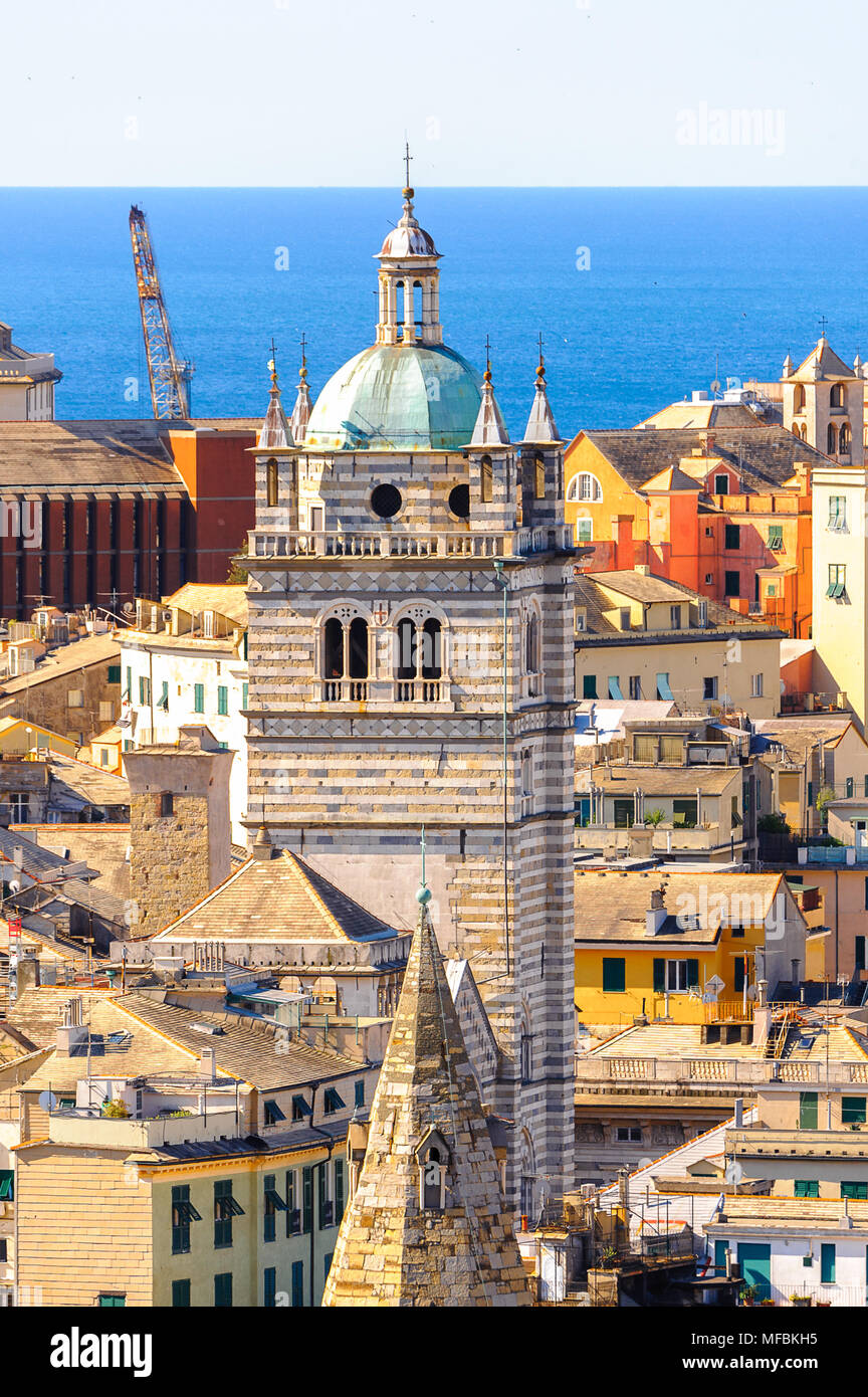 Architecture of the Old Port area of Genoa. Genoa is the capital of ...