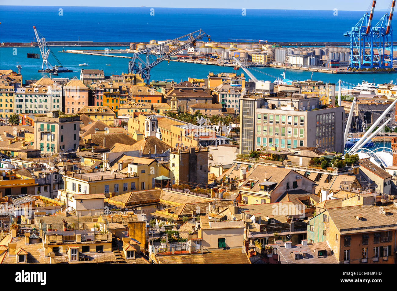 Architecture of the Old Port area of Genoa. Genoa is the capital of ...