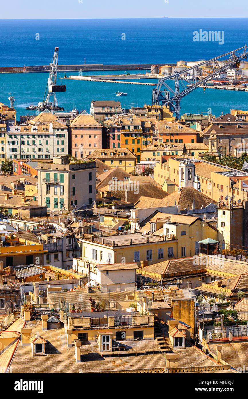 Architecture of the Old Port area of Genoa. Genoa is the capital of ...