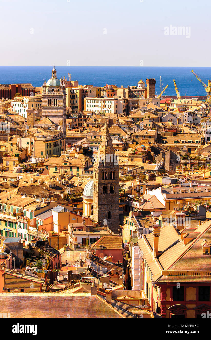 Architecture of the Old Port area of Genoa. Genoa is the capital of ...