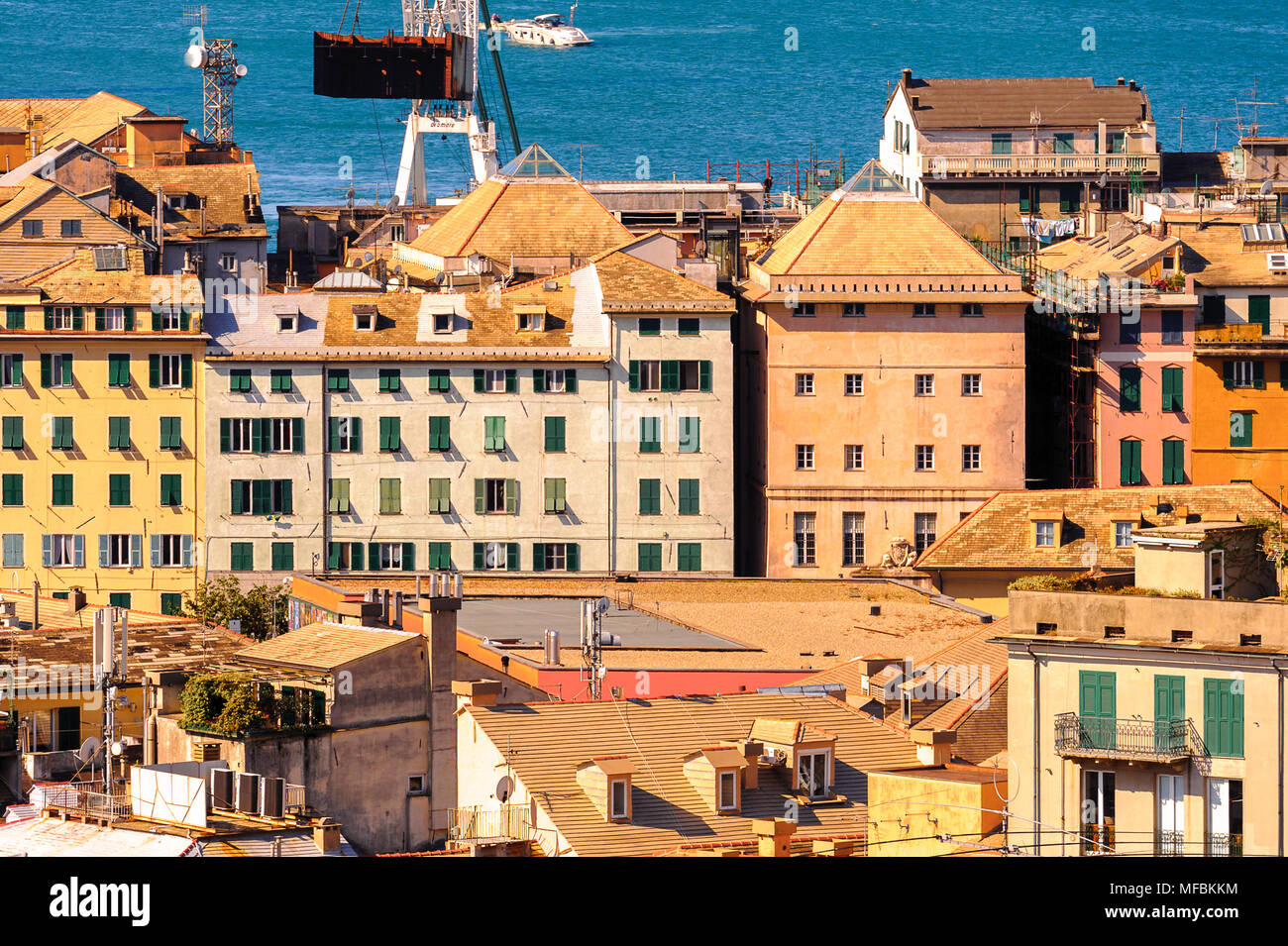 Architecture of the Old Port area of Genoa. Genoa is the capital of ...