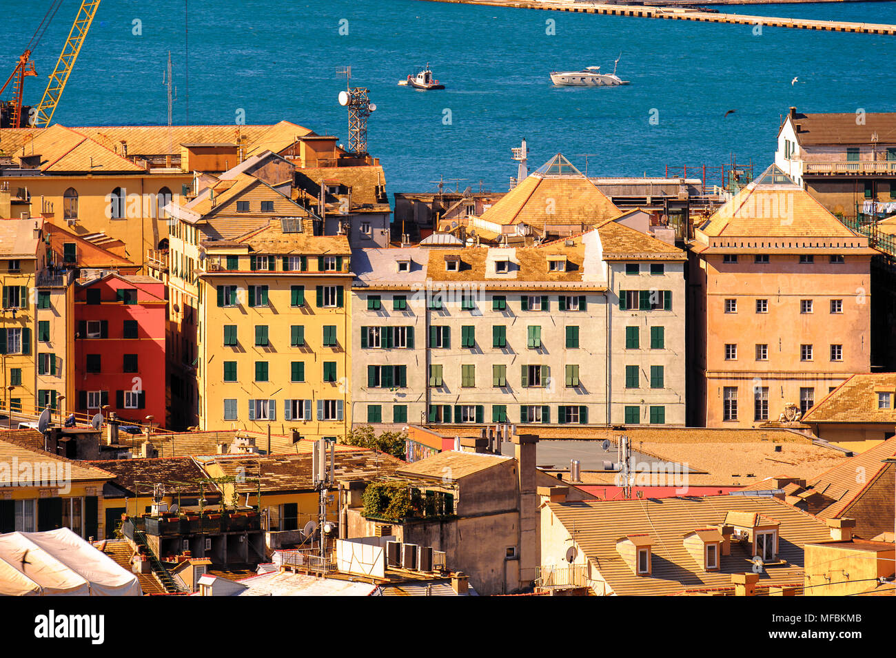 Architecture of the Old Port area of Genoa. Genoa is the capital of ...