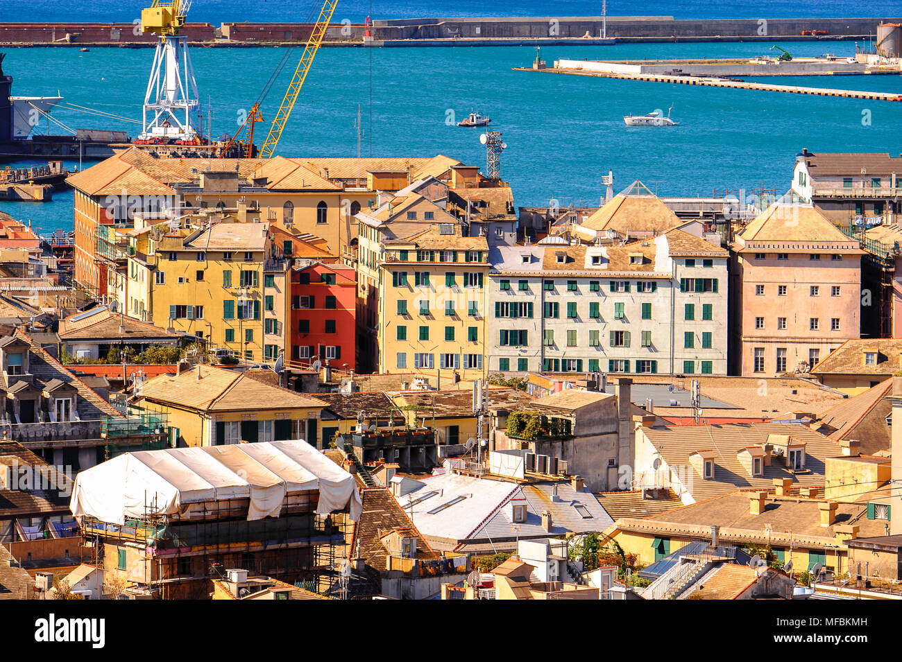 Architecture of the Old Port area of Genoa. Genoa is the capital of ...