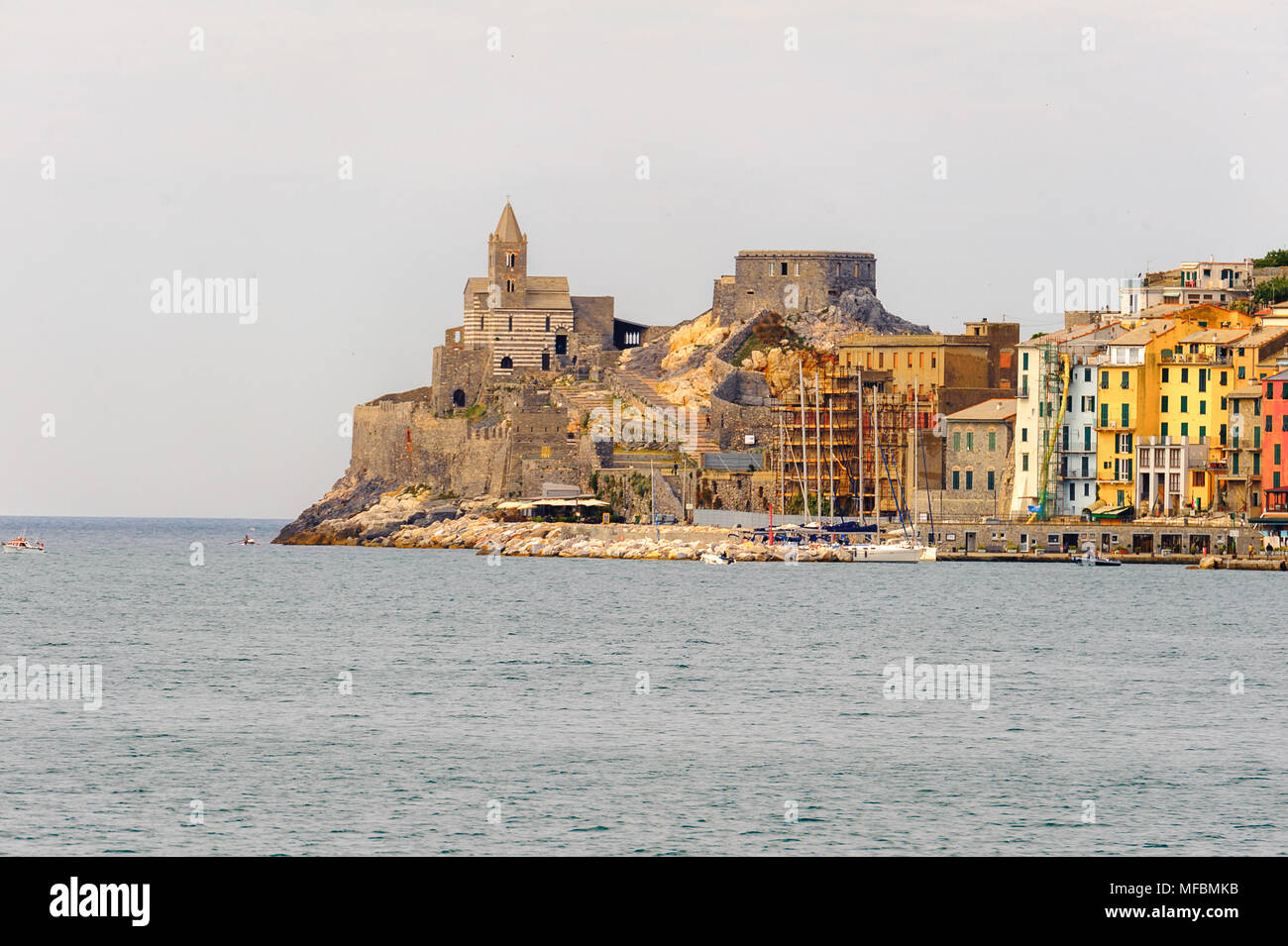 Beautiful view of Porto Venere, Italy. Porto Venere and the villages of ...