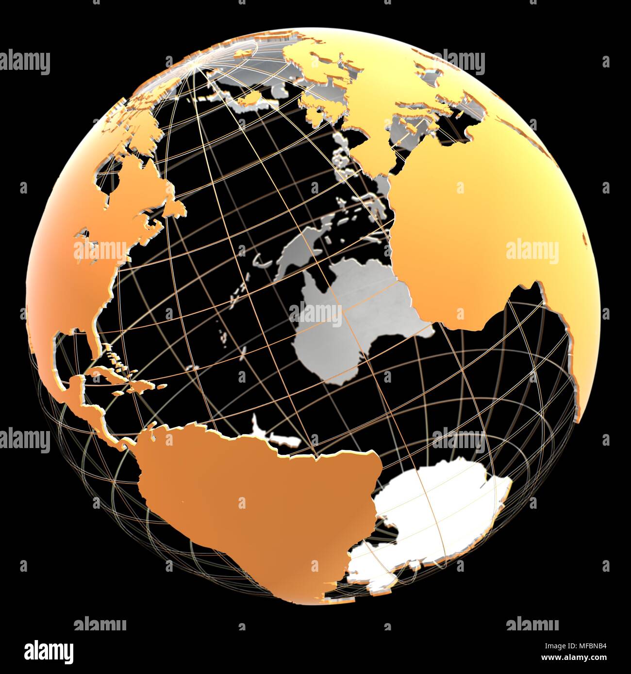 3d globe with continents and meridian lines Stock Photo - Alamy