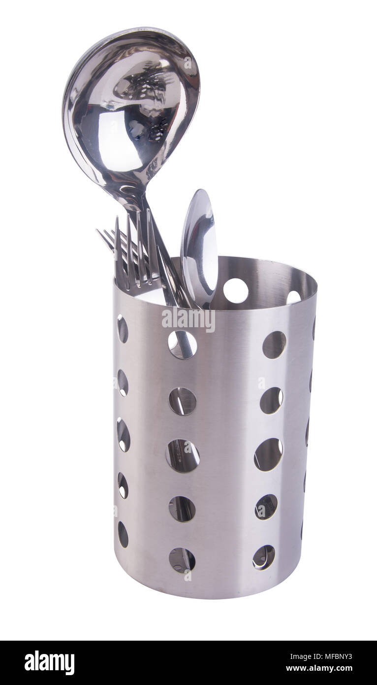 Kitchen utensils holder on the background Stock Photo - Alamy