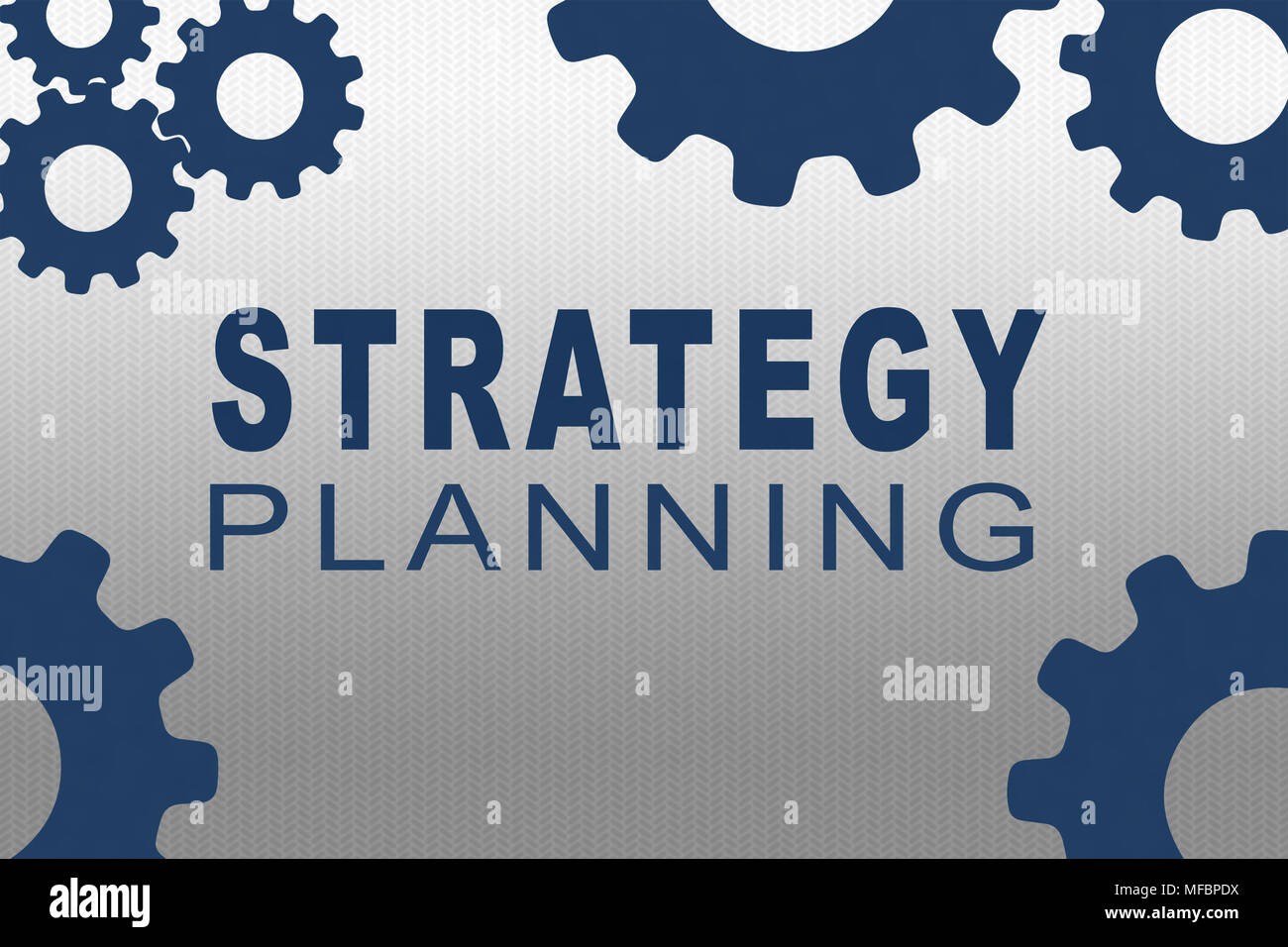 STRATEGY PLANNING sign concept illustration with dark blue gear wheel ...