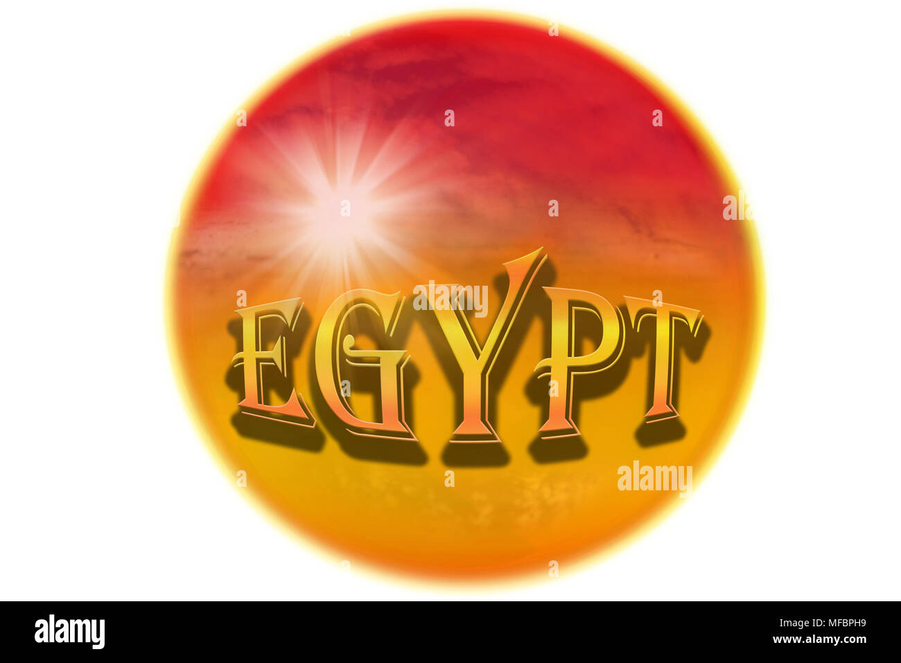 Word Egypt is inscribed in a circle shape, isolated white background ...