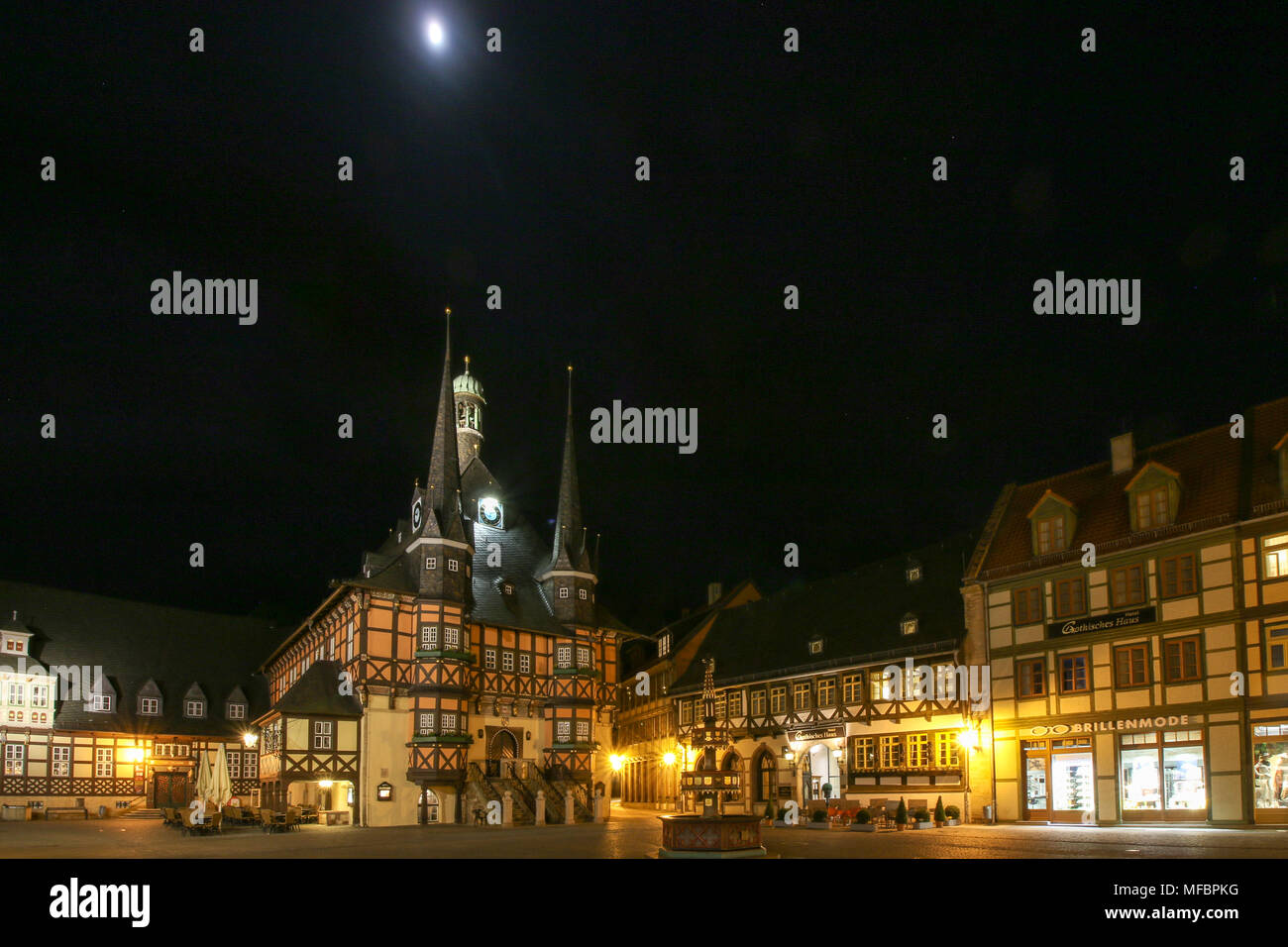 Wernigerode, Germany - April 24, 2018: View of the historic town hall ...