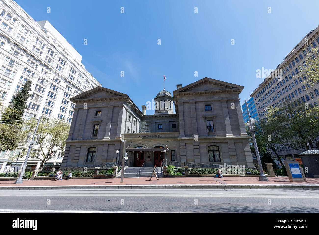 Portland, Oregon, USA - April 24, 2018 : Scenery of Pioneer Courthouse ...