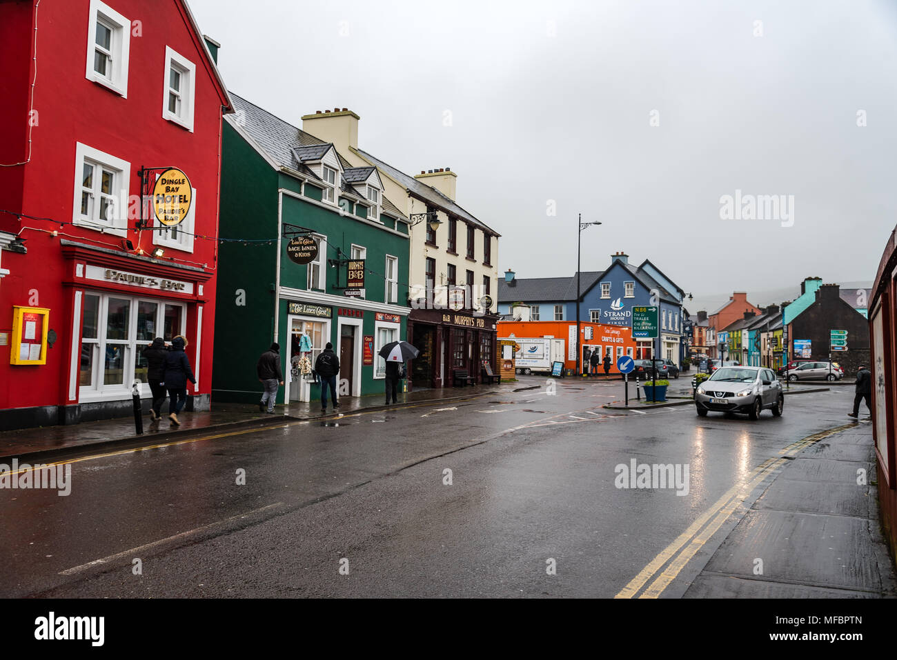 Dingle, Ireland - November 11, 2017: Picturesque houses and restaurants ...