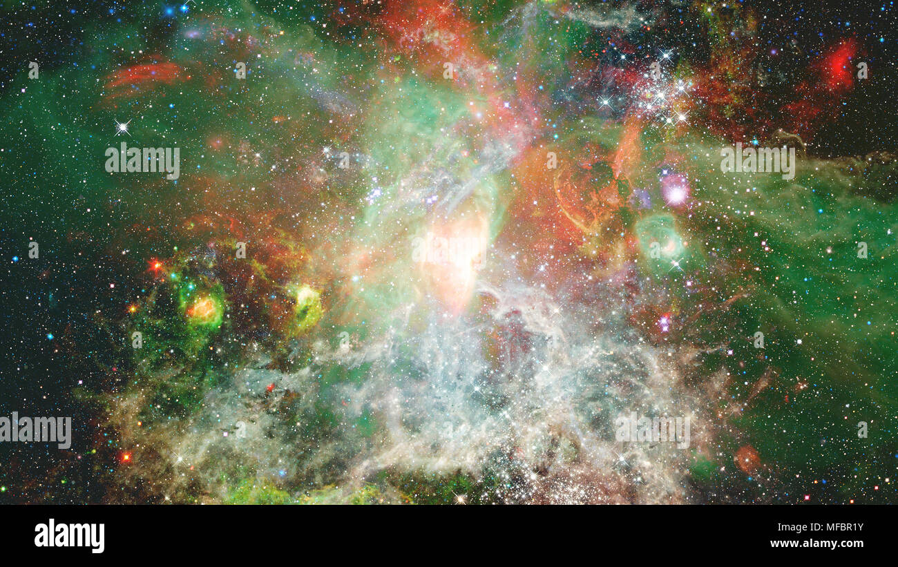 Nebula and stars in deep space, glowing mysterious universe. Elements ...