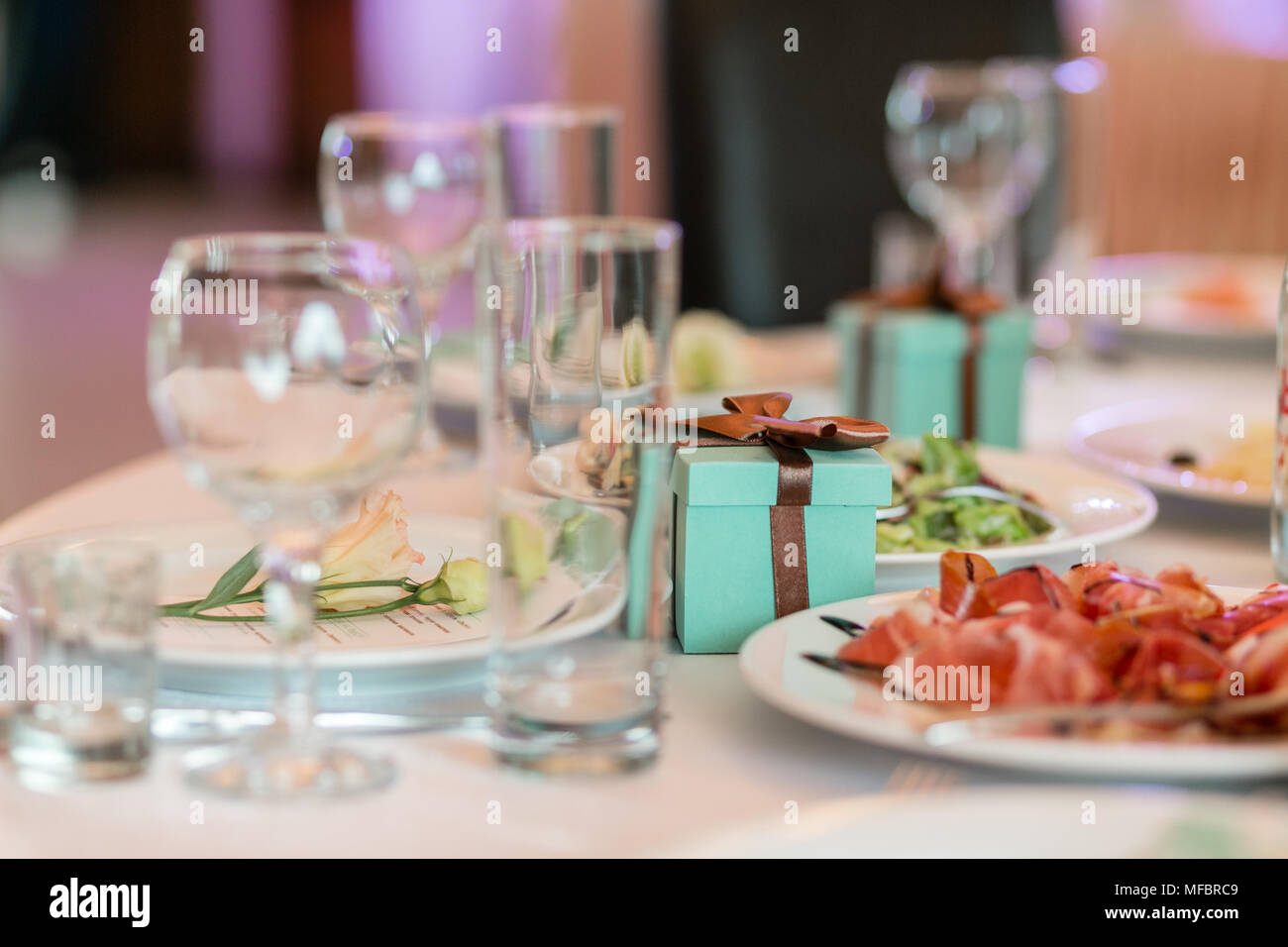 Luxury wedding reception in restaurant. stylish decor and adorning ...