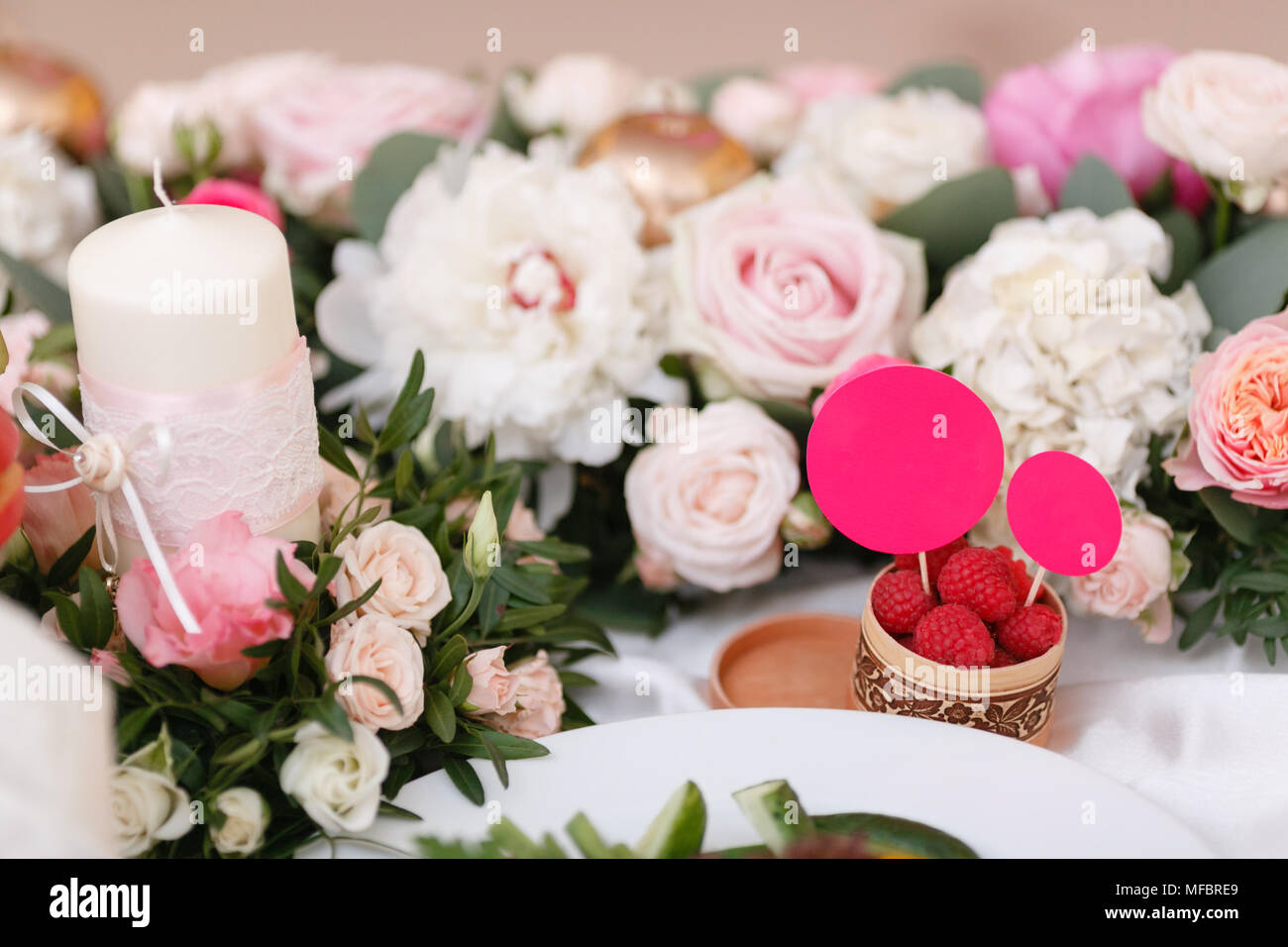 Luxury wedding reception in restaurant. stylish decor and adorning ...