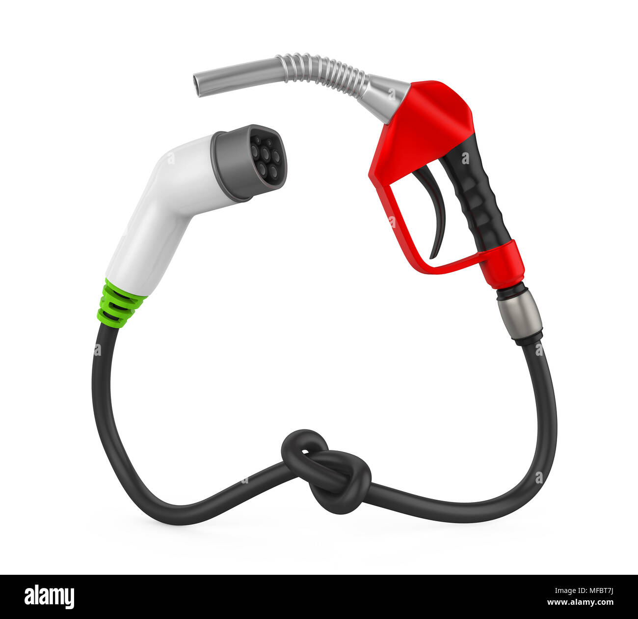 Electric Vehicle Charging Plug and Gas Nozzle Isolated Stock Photo - Alamy