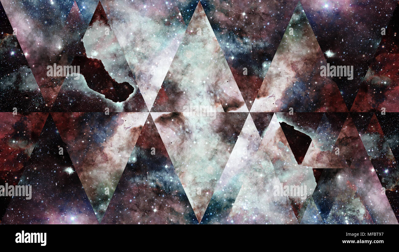 Universe, nebula, galaxy and the sacred geometry collage. Abstract ...