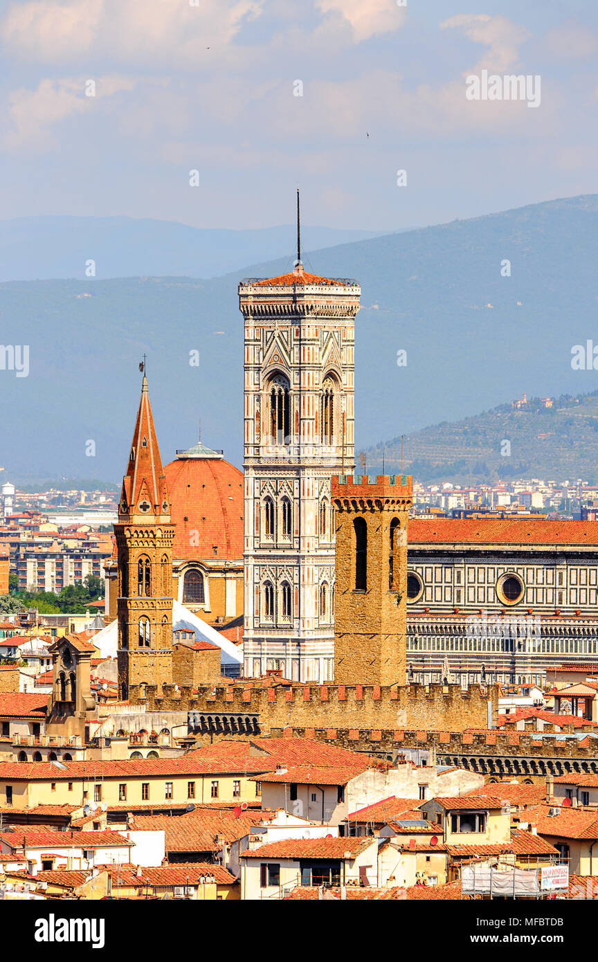 View from the Michelangelo square on the Historic Centre of Florence ...