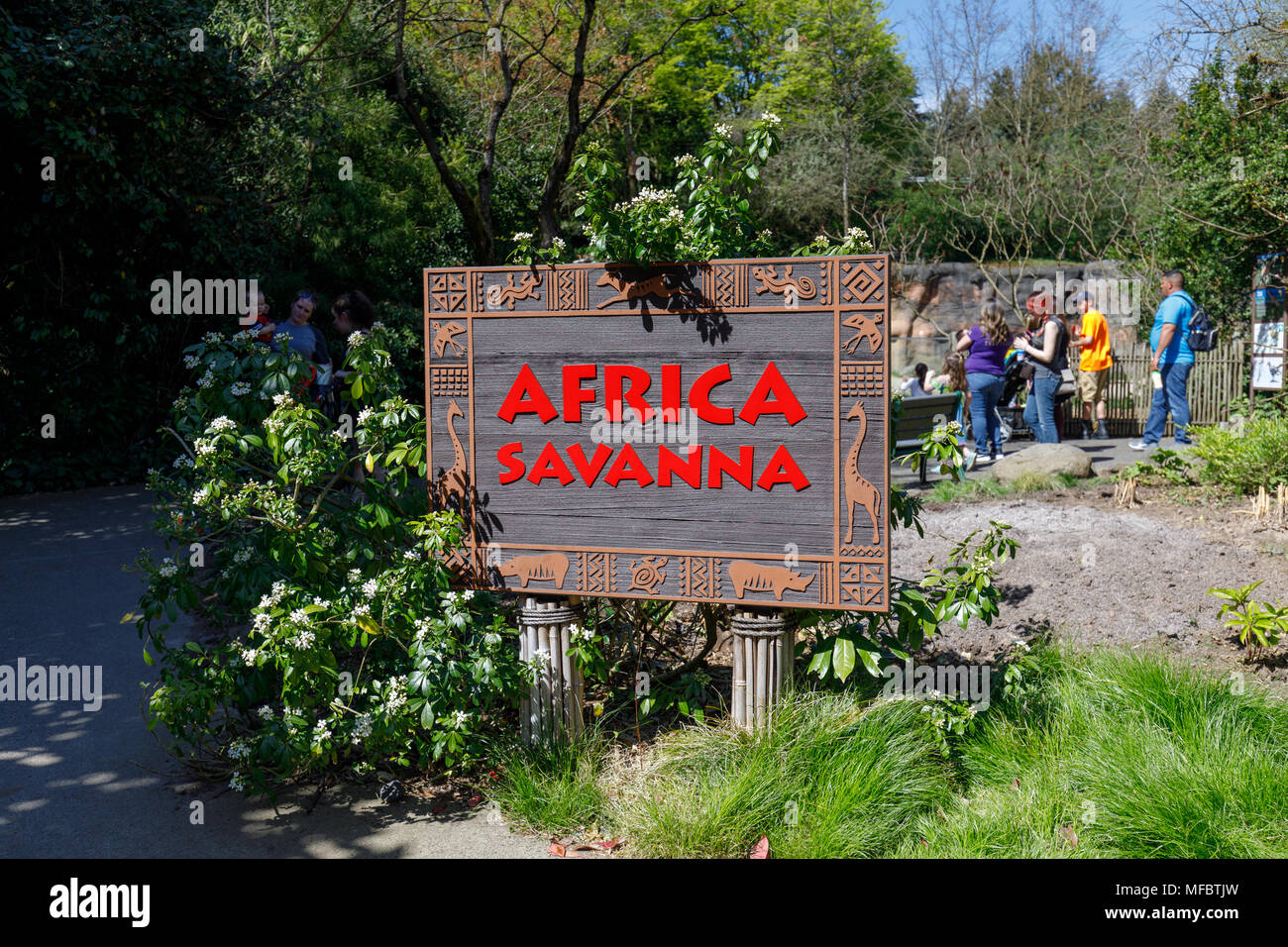 Portland, Oregon, USA - April 24, 2018 : Signboard of Oregon Zoo, which ...
