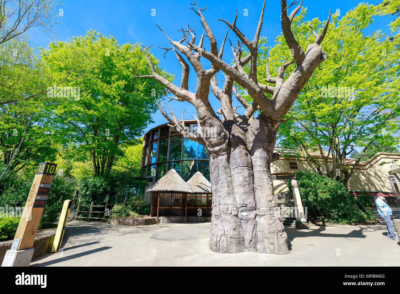 Portland, Oregon, USA - April 24, 2018 : Scenery of Oregon Zoo, which ...